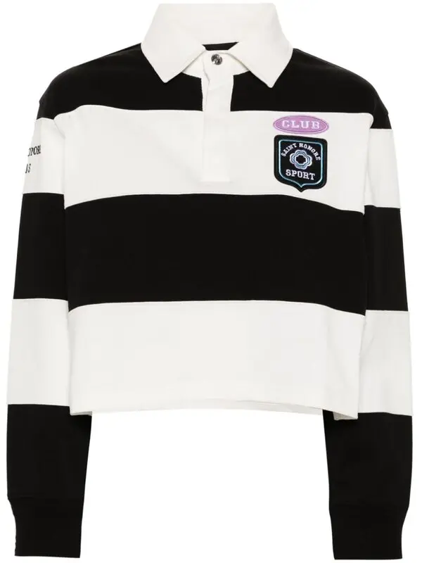 Maje Striped Organic Cotton Polo Shirt