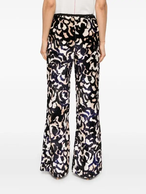 FORTE_FORTE Abstract-print Velvet Trousers - Blue