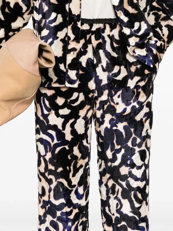 FORTE_FORTE Abstract-print Velvet Trousers - Blue