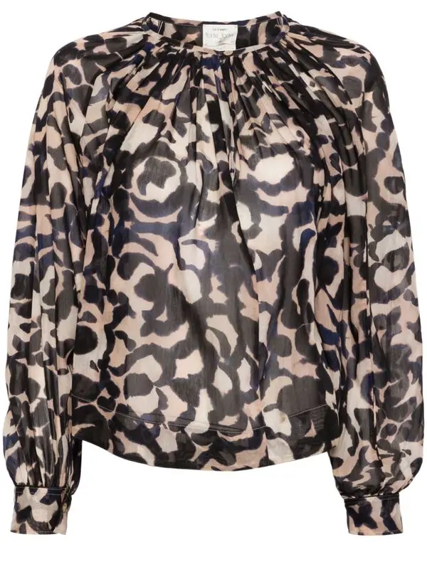 FORTE_FORTE Abstract-print Blouse