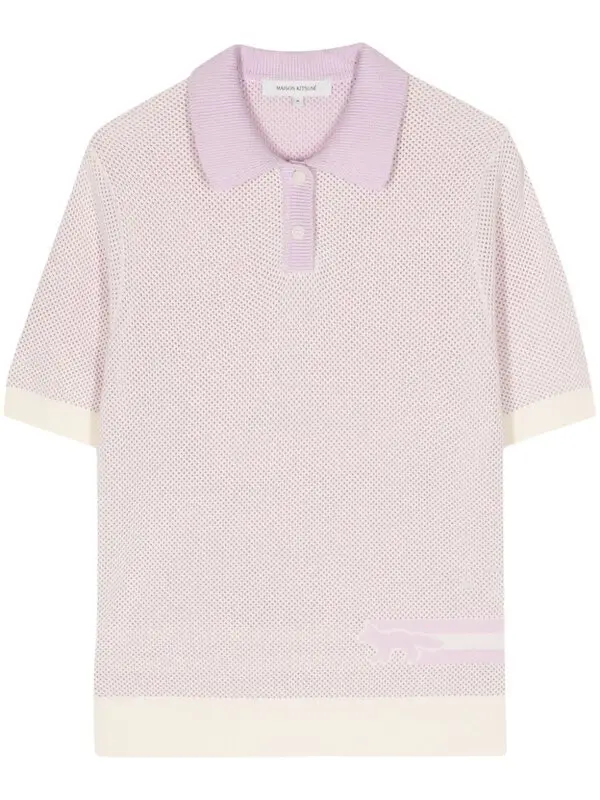 Maison Kitsuné Flash Fox Knitted Polo Top