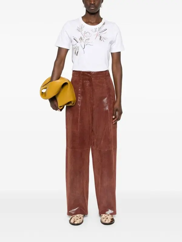 FORTE_FORTE Suede Straight Leg Trousers
