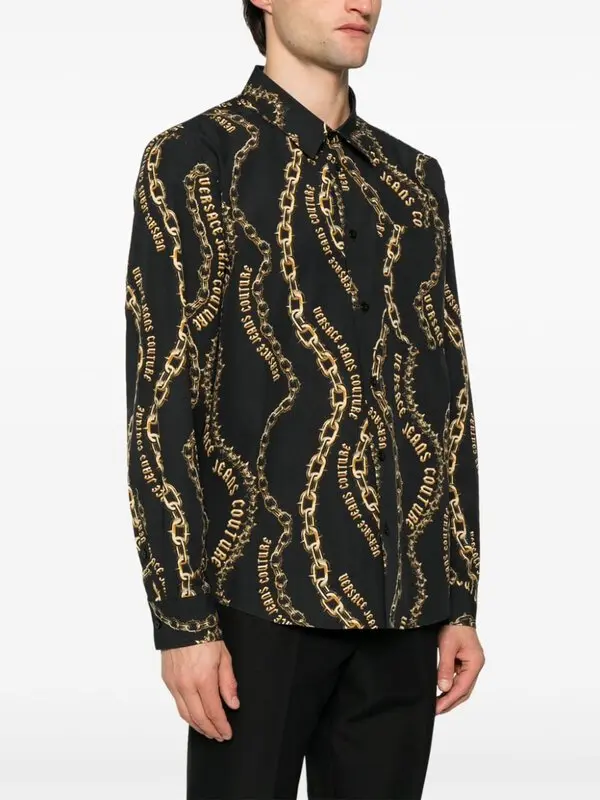 Versace Chain Couture Cotton Shirt - Black