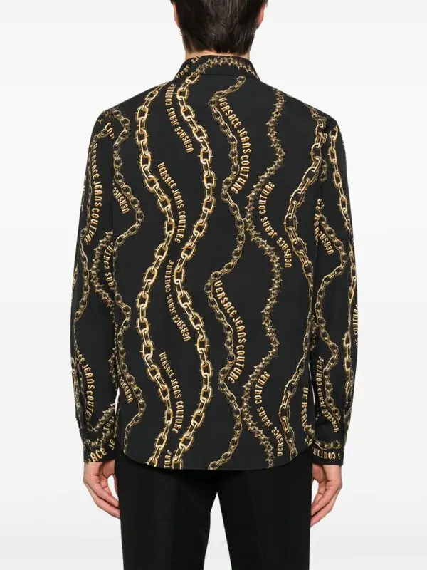 Versace Chain Couture Cotton Shirt - Black