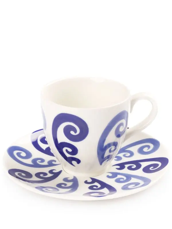 Themis Z Athenee Peacock Tea Cup And Saucer - White