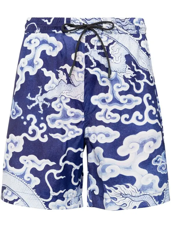 MAHARISHI Cloud Dragon-print Swim Shorts - Blue