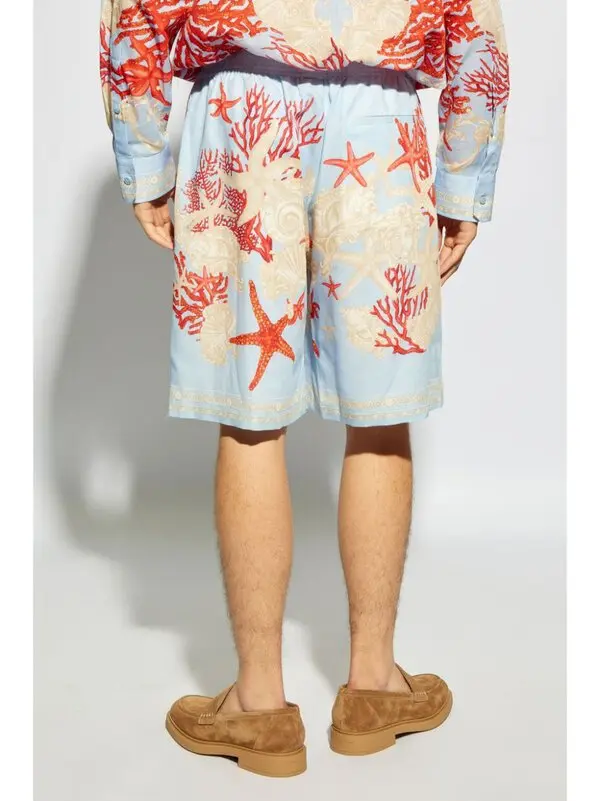 Versace Barocco Sea Cotton Shorts - Blue