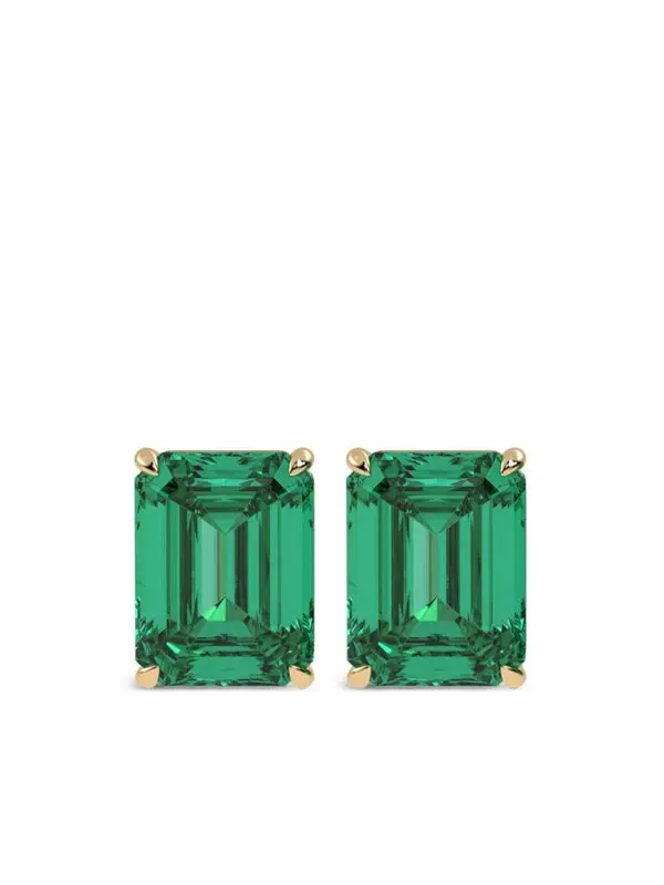 VEYNOU 14kt Recycled Yellow Eden Essence Emerald Stud Earrings