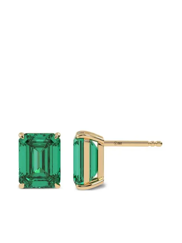VEYNOU 14kt Recycled Yellow Eden Essence Emerald Stud Earrings