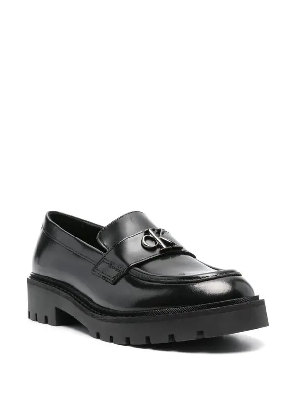 Calvin Klein Monogram-plaque Leather Loafers