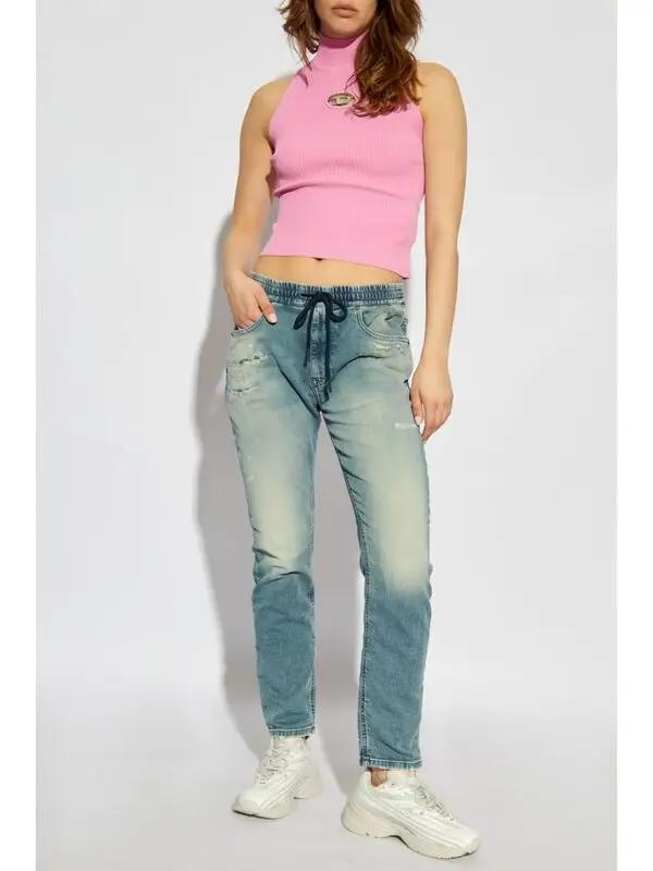 DIESEL® Sleeveless Mock Neck Top With Oval D Logo - Pink