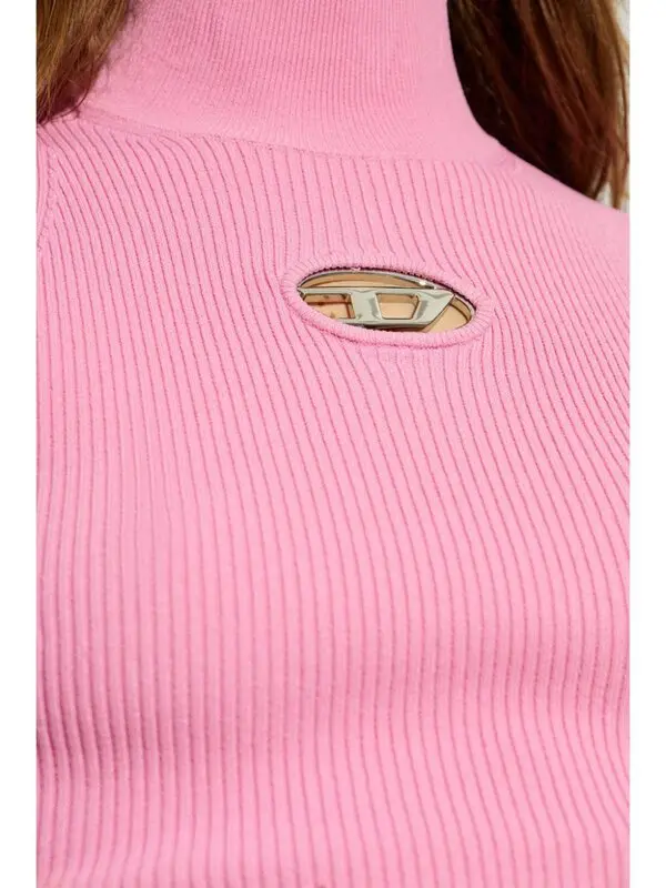 DIESEL® Sleeveless Mock Neck Top With Oval D Logo - Pink