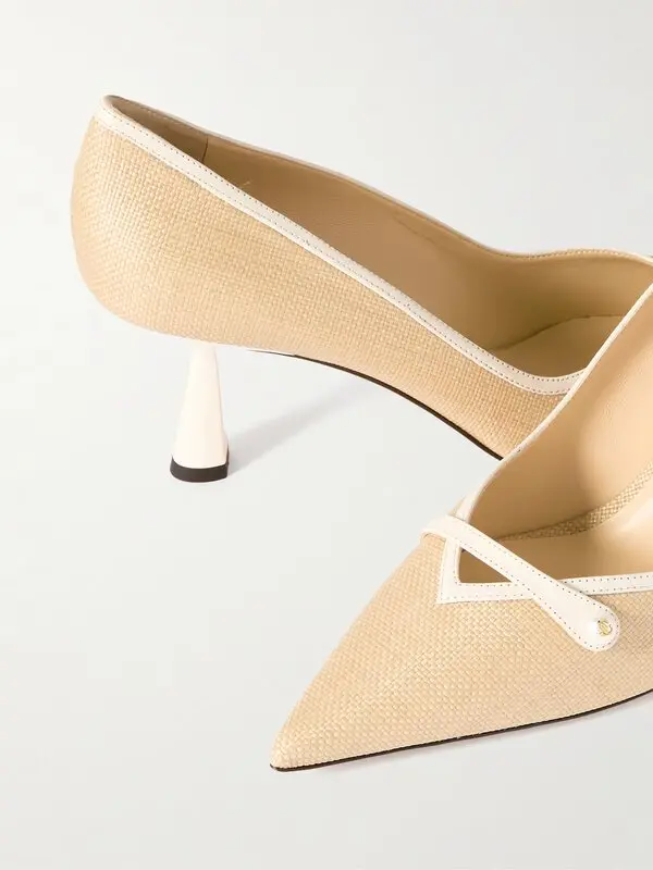 Jimmy Choo Rosalia 65 Embellished Leather-Trimmed Raffia Pumps In