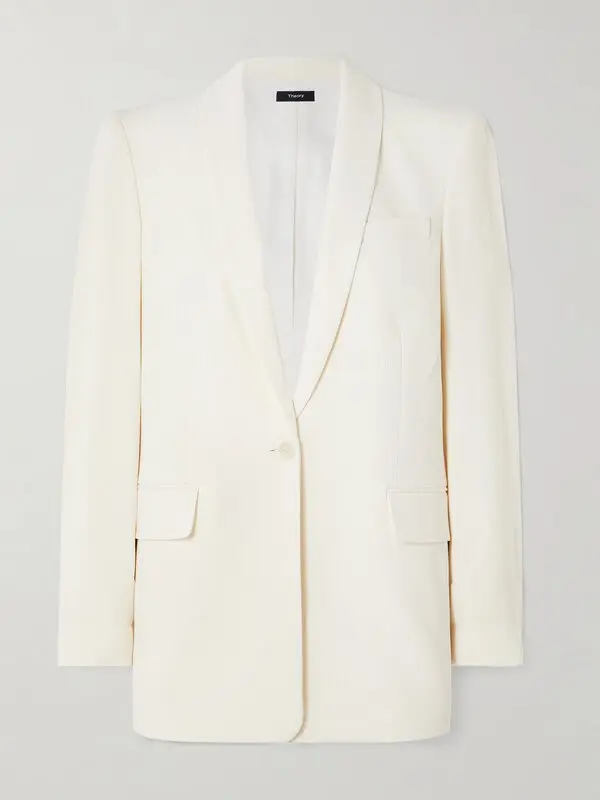 Theory Plissé-crepe Blazer - Neutrals