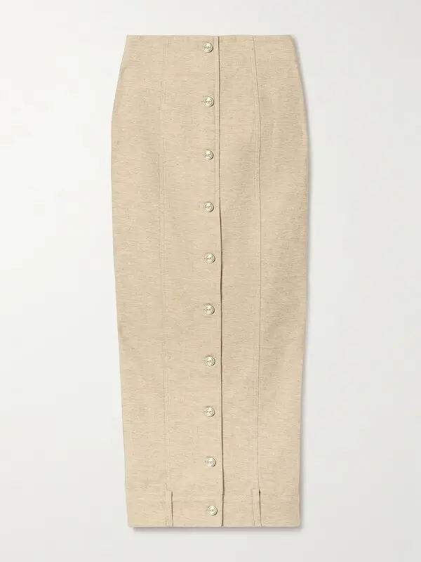 Cult Gaia Lua Cotton And Linen-blend Twill Midi Skirt