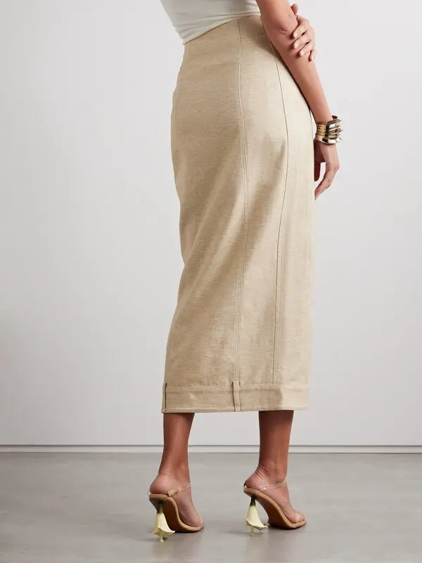 Cult Gaia Lua Cotton And Linen-blend Twill Midi Skirt