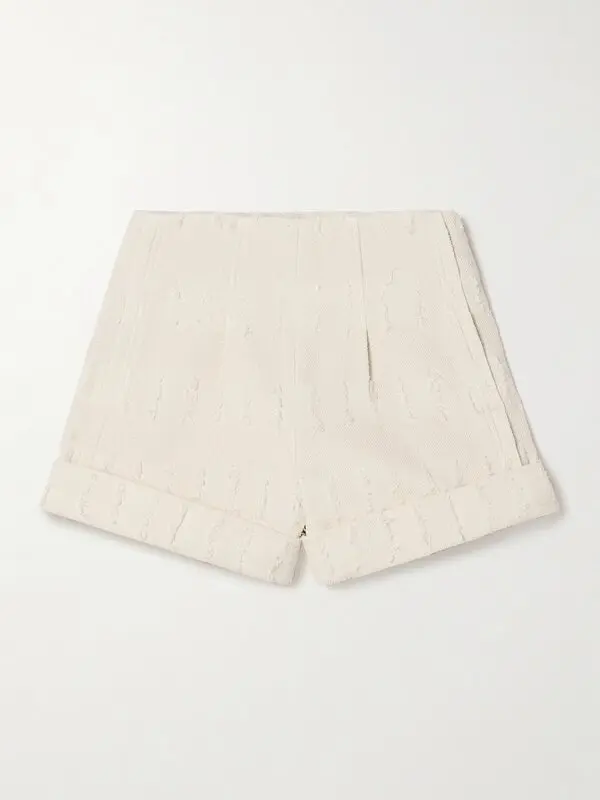 Cult Gaia Olga Distressed Cotton-twill Shorts