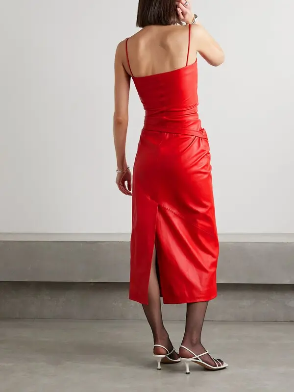 Proenza Schouler Delancy Wrap-Effect Leather Midi Dress In Red - 60% Off |  Editorialist