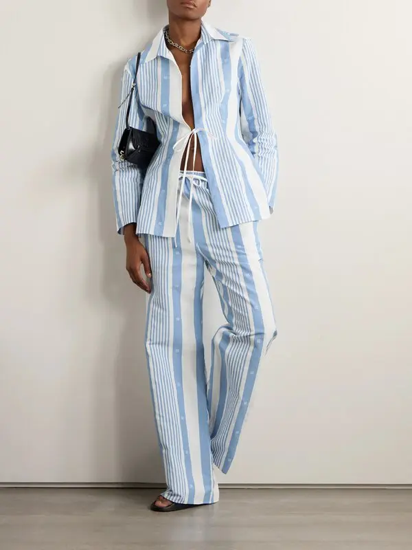 Givenchy Striped Cotton And Linen-blend Pants