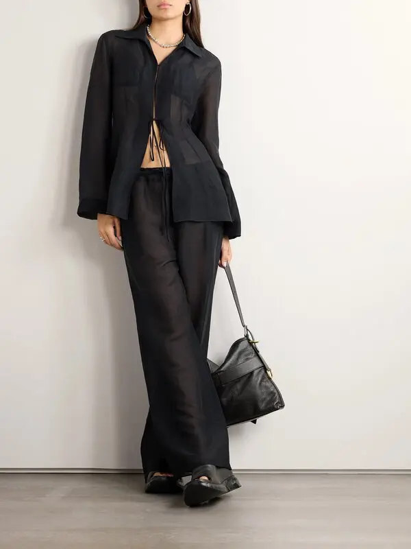 Givenchy And Linen-blend Voile Wide-leg Pants