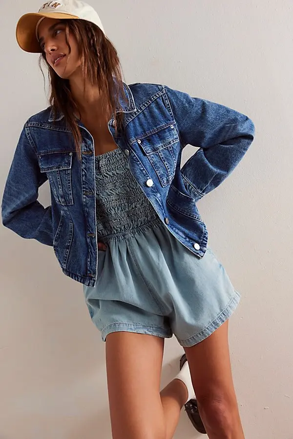 Free People We The Free Talia Denim Romper