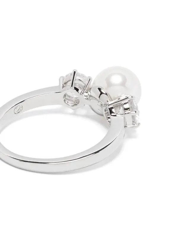 Swarovski Matrix Faux-Pearl Cocktail Ring Silver Editorialist