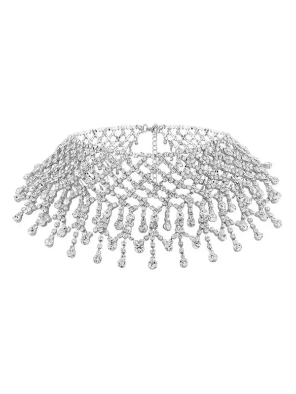 HZMER JEWELLERY Crystal-embellished Necklace - Silver