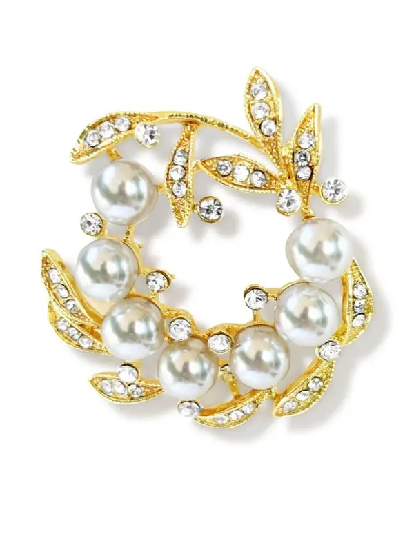 HZMER JEWELLERY Faux-pearl Brooch - Gold