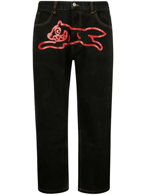 ICECREAM Running Dog-print Jeans - Black