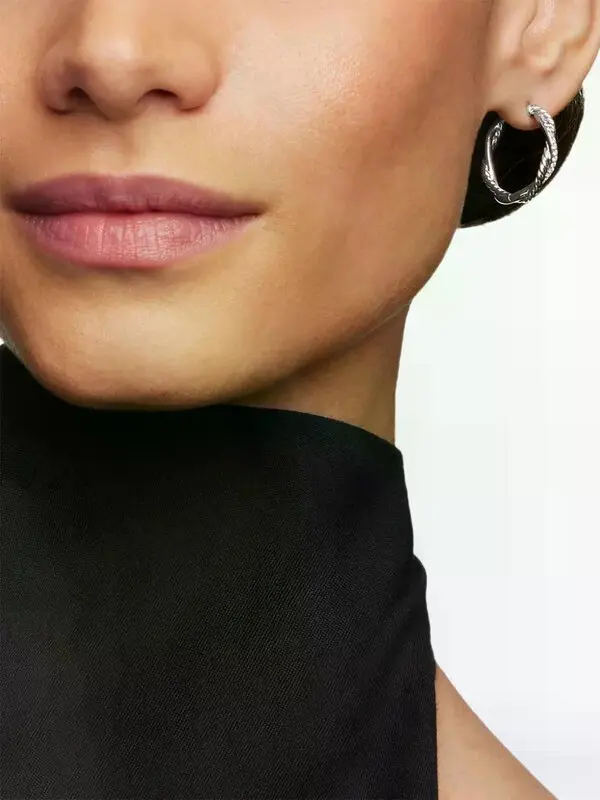 David Yurman Sterling Petite Infinity Diamond Hoop Earrings
