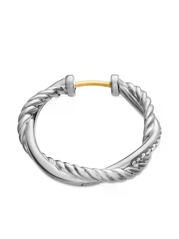 David Yurman Sterling Petite Infinity Diamond Hoop Earrings