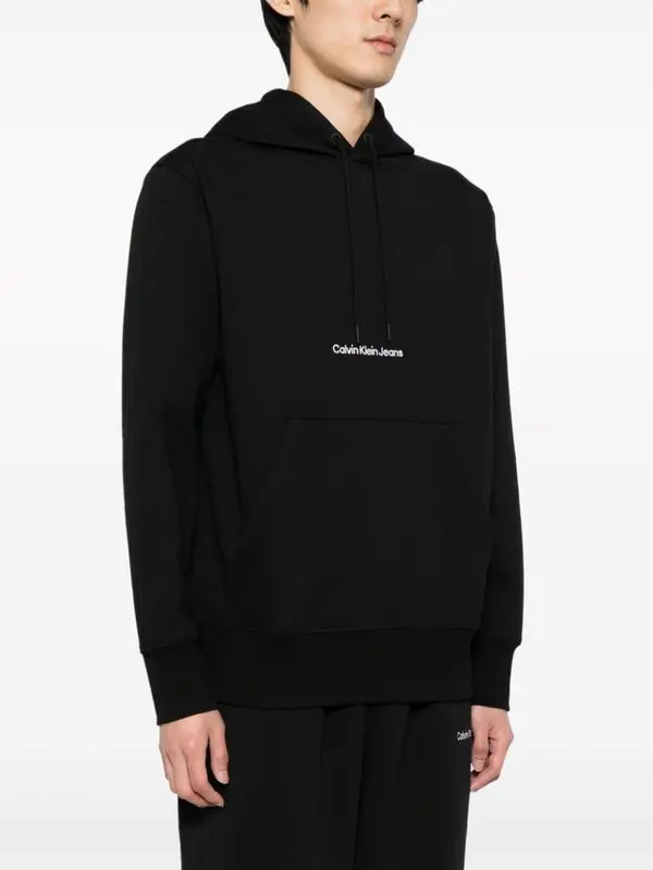 Calvin Klein Institutional Logo-embroidered Hoodie - Black
