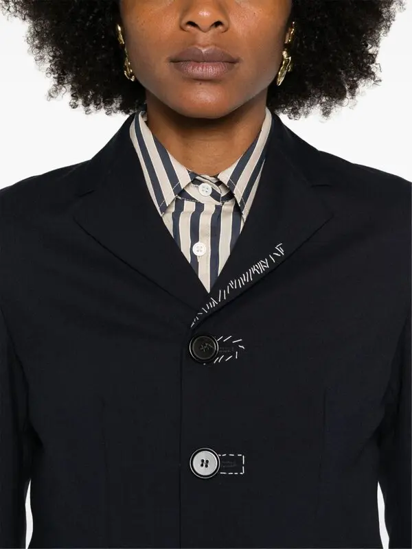 Marni Embroidered Virgin Wool Blazer - Blue