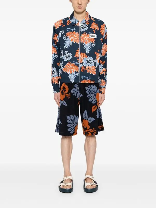 Maison Kitsuné Floral-print Zip-up Jacket