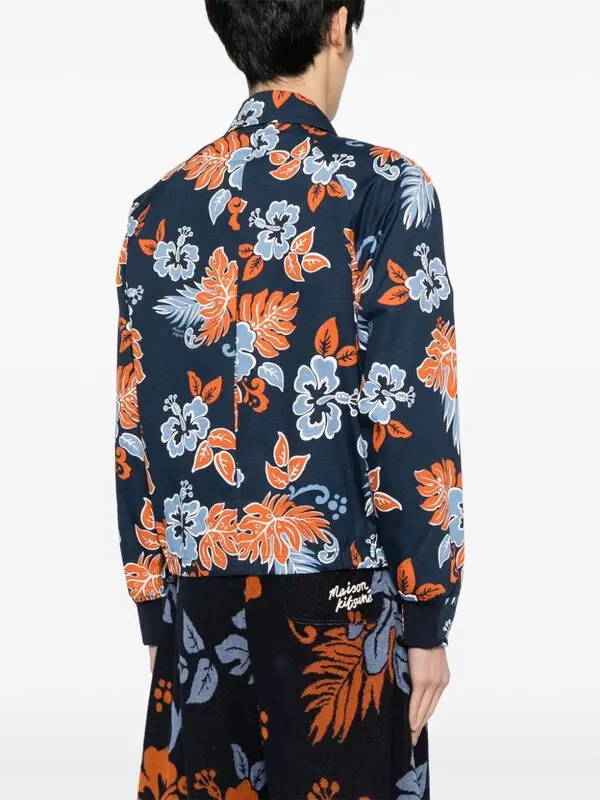 Maison Kitsuné Floral-print Zip-up Jacket