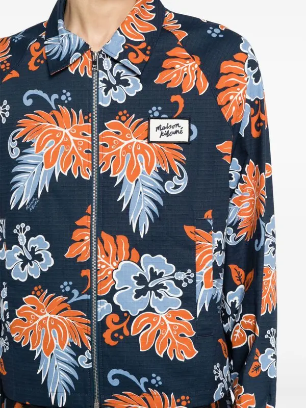 Maison Kitsuné Floral-print Zip-up Jacket