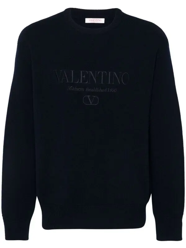 Valentino Garavani Embroidered-logo Knitted Jumper