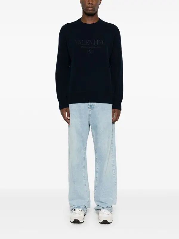 Valentino Garavani Embroidered-logo Knitted Jumper