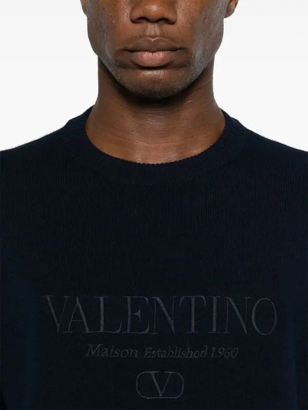 Valentino Garavani Embroidered-logo Knitted Jumper
