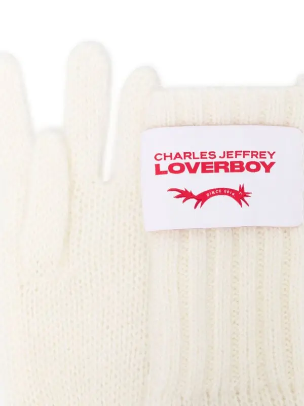 CHARLES JEFFREY Logo-patch Knitted Gloves - White