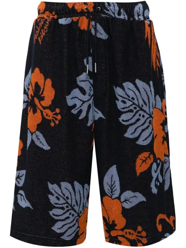 Maison Kitsuné Floral Print Cotton Shorts