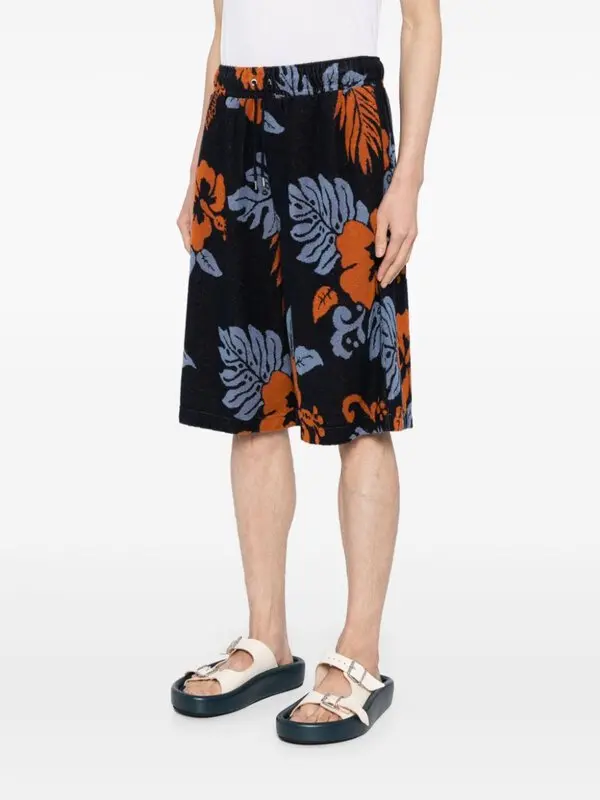Maison Kitsuné Floral Print Cotton Shorts