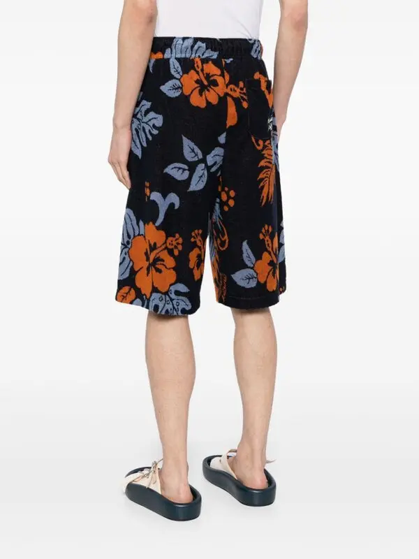 Maison Kitsuné Floral Print Cotton Shorts