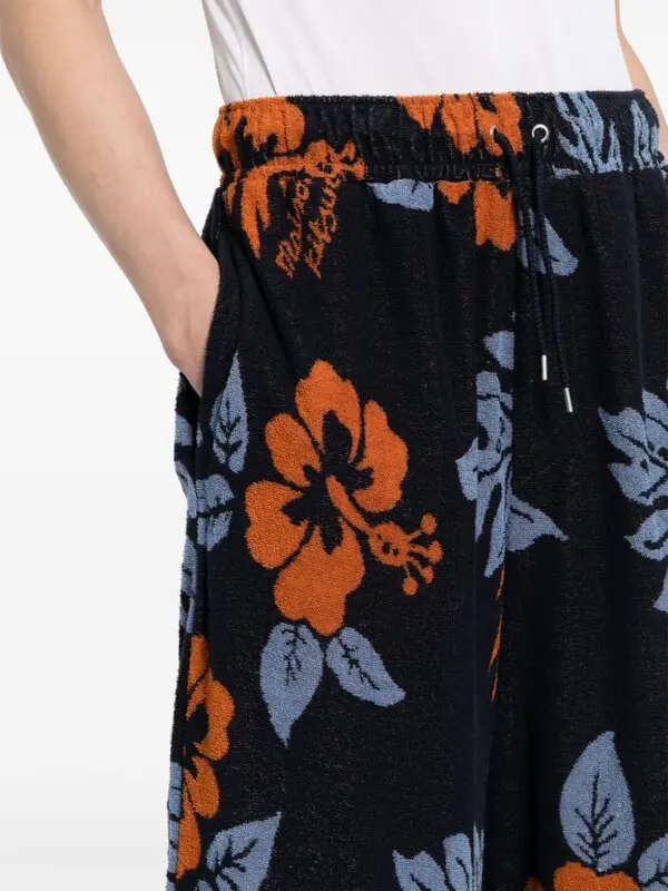 Maison Kitsuné Floral Print Cotton Shorts