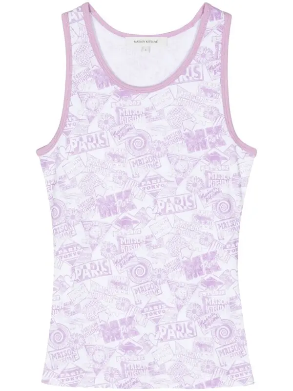 Maison Kitsuné Logo-print Tank Top - Purple