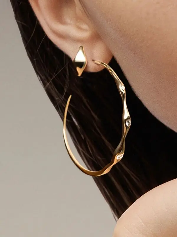 LOEV 14kt Recycled Yellow Diamond Hoop Earrings