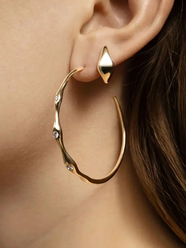 LOEV 14kt Recycled Yellow Diamond Hoop Earrings