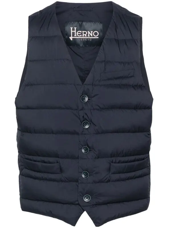 Herno V-neck Down Gilet - Blue