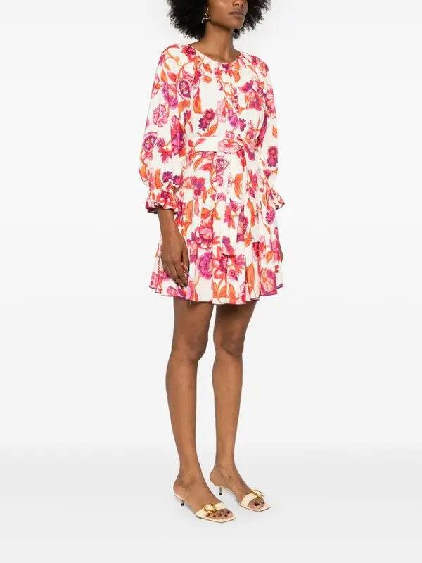 La DoubleJ Uma Floral Print Mini Dress - Neutrals