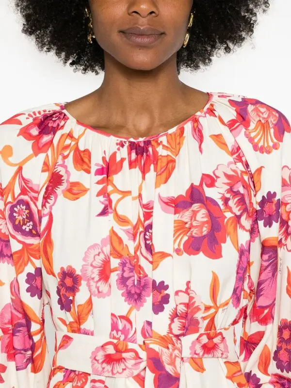 La DoubleJ Uma Floral Print Mini Dress - Neutrals